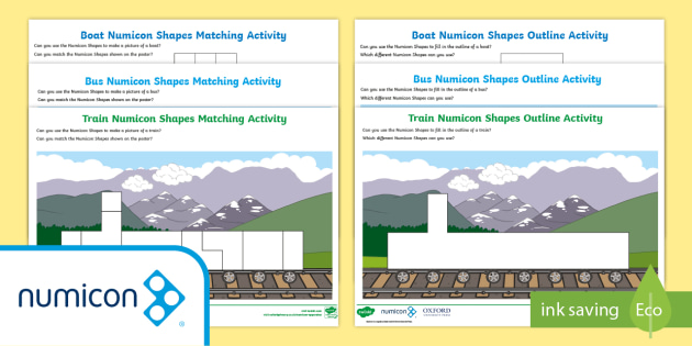 Transport-Themed Numicon Shape Matching and Outlines Pack